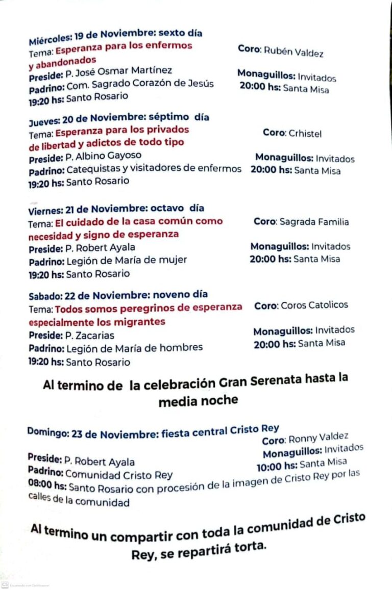 Fiesta Patronal de la Comunidad Cristo Rey - Reflexiona y Reza